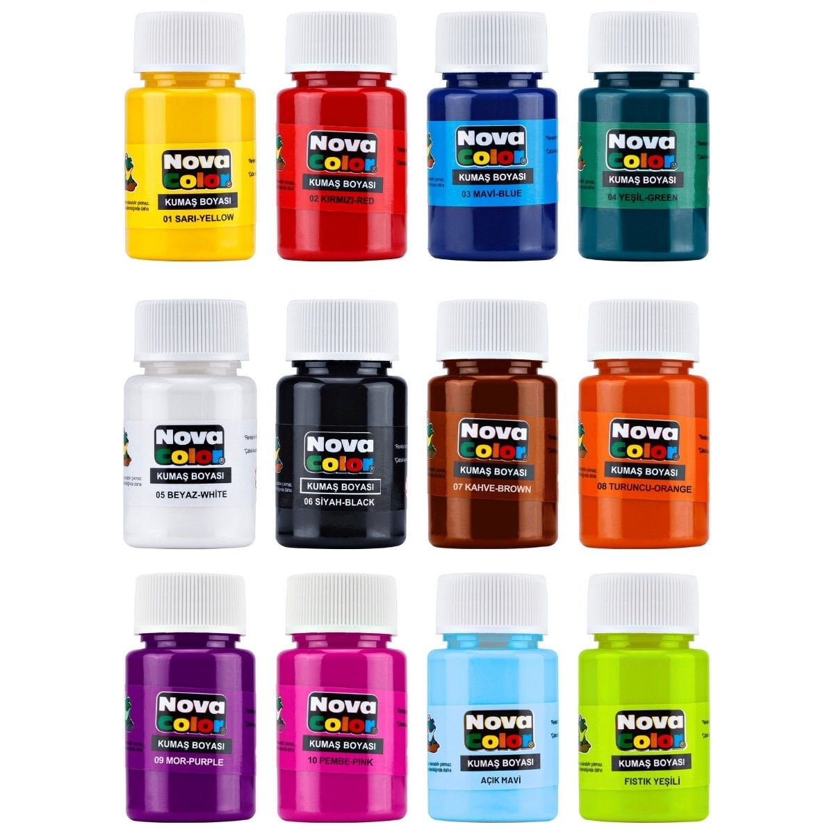 Nova Color Kumaş Boyası Şişe 12li - 187,00 TL | Hakikat Kırtasiye